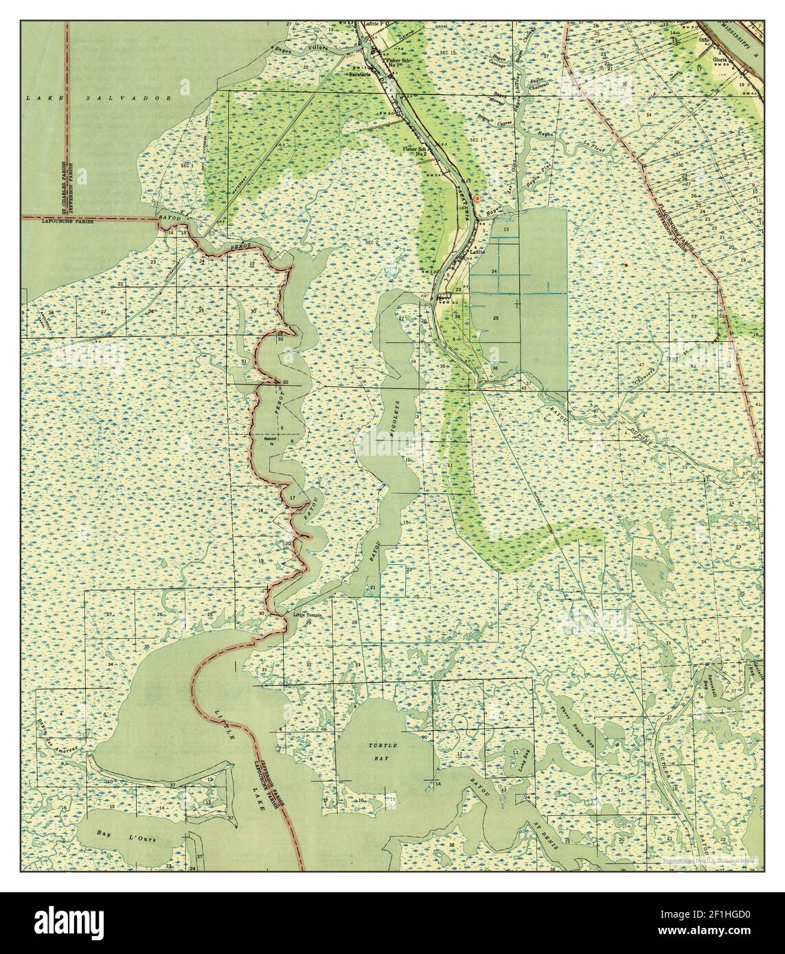 Barataria, Louisiana, map 1944, 1:62500, United States of America by ...