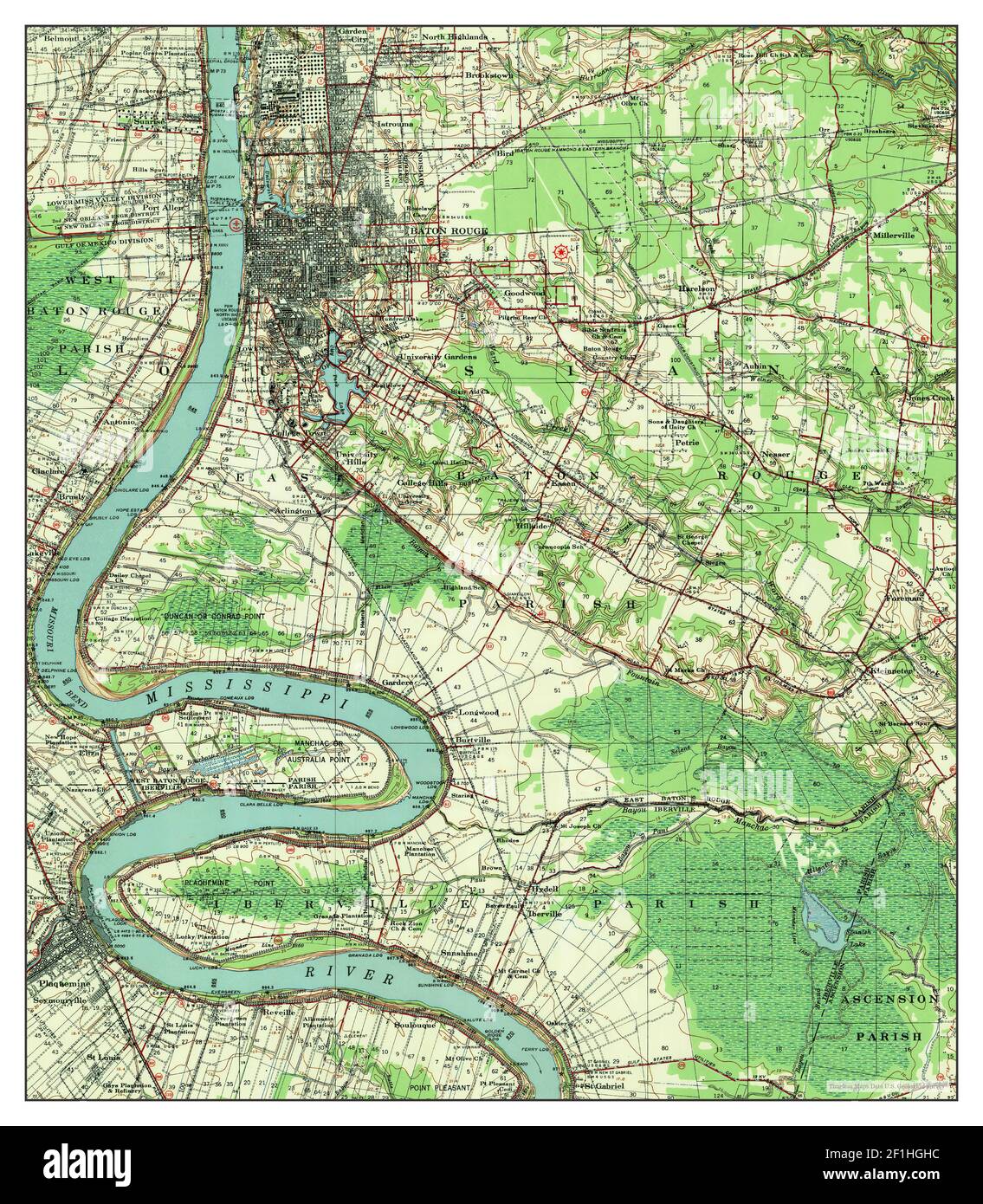 Baton Rouge, Louisiana, map 1939, 1:62500, United States of America by ...
