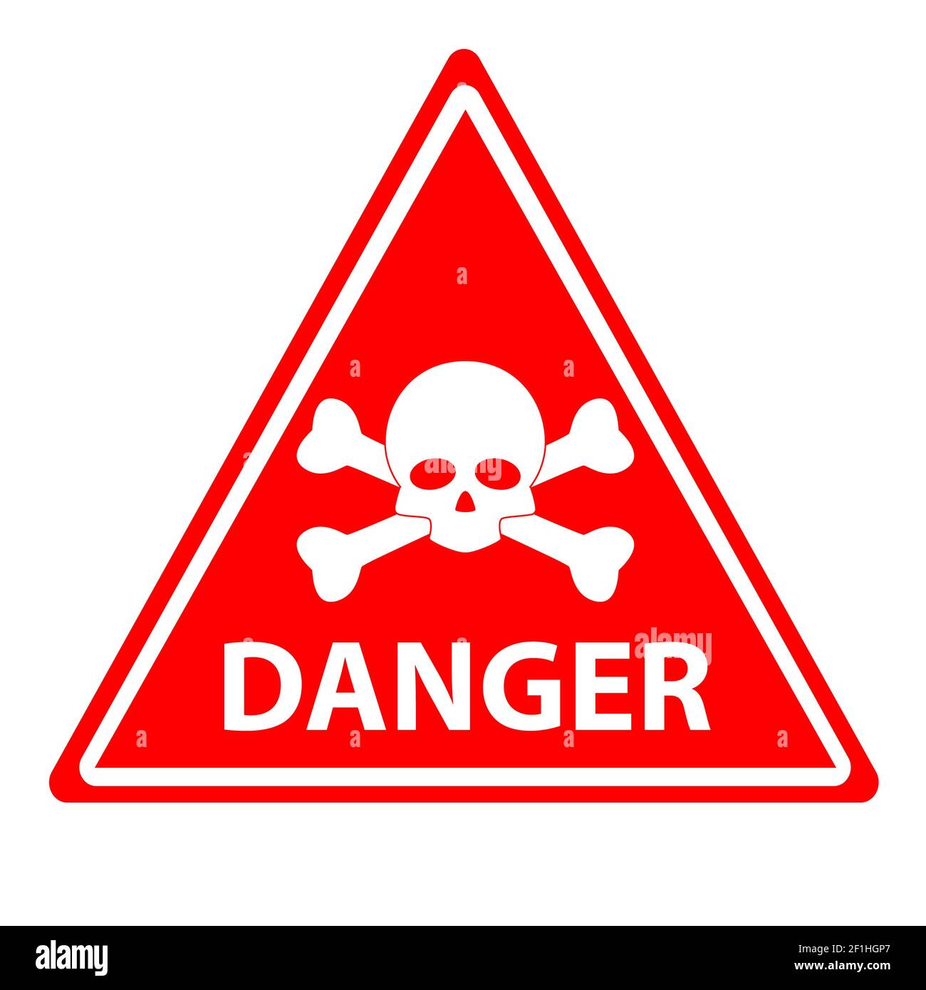 red danger skull crossbones warning on white background. danger warning ...
