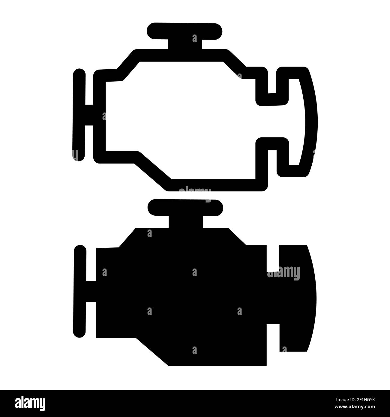 engine icon on white background. car check engine. warning sign. flat ...