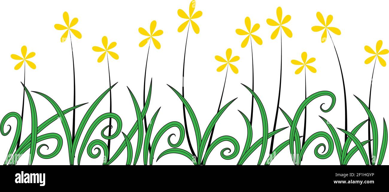 vector drawing flowers garden background Stock Vector Image & Art - Alamy