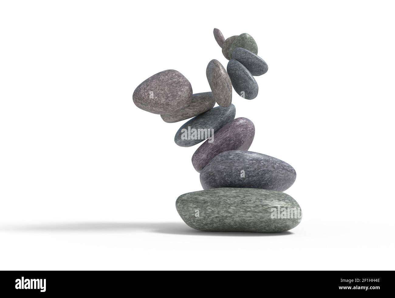 Broken balancie falling stones set 3d illustration Stock Photo - Alamy