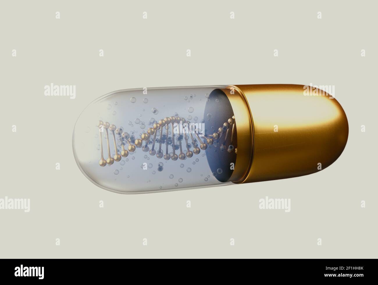 DNA helix inside pill capsules standing 3d illustration Stock Photo - Alamy