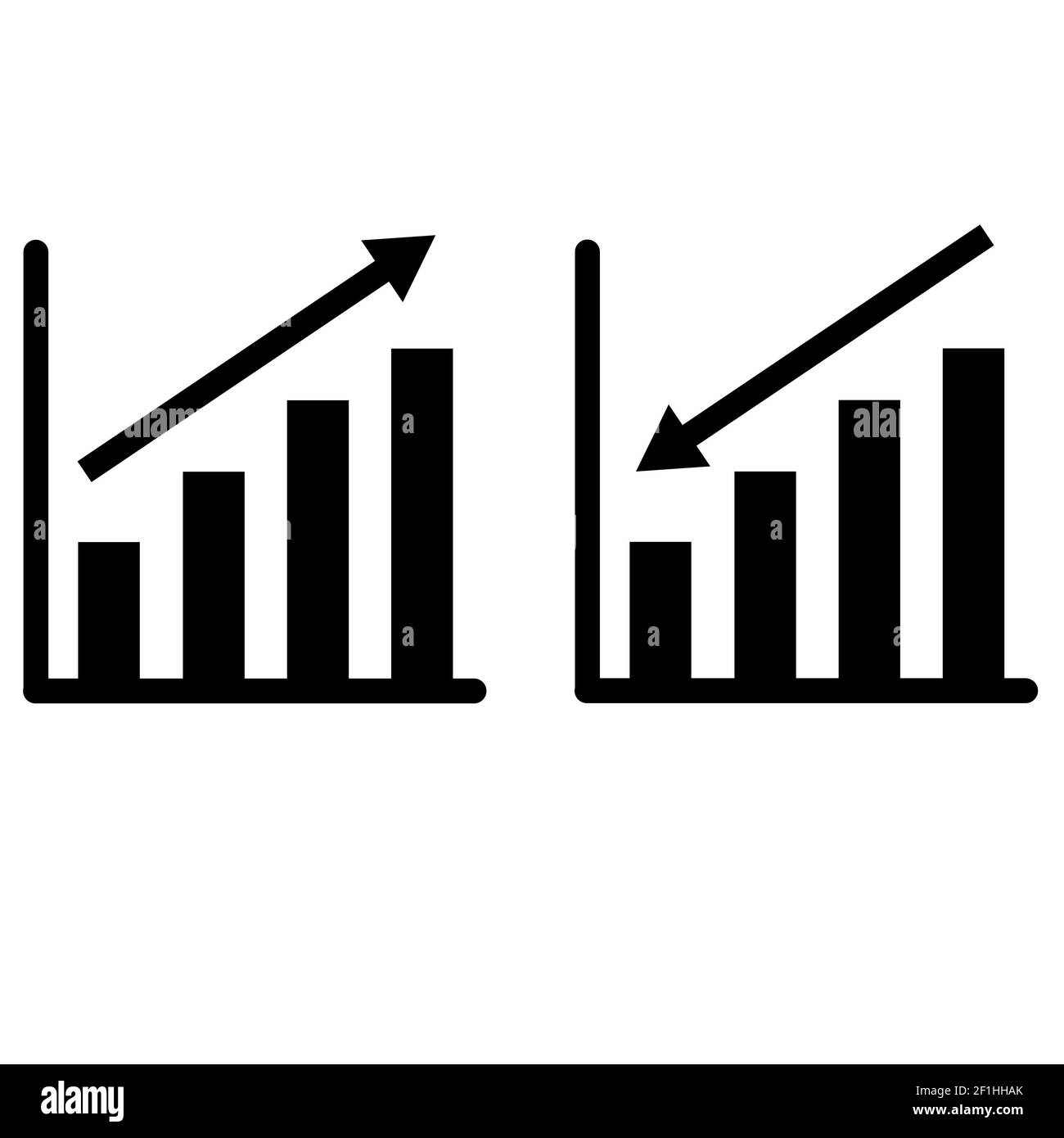 growing graph icon on white background. loss sign. diagram symbol. flat ...
