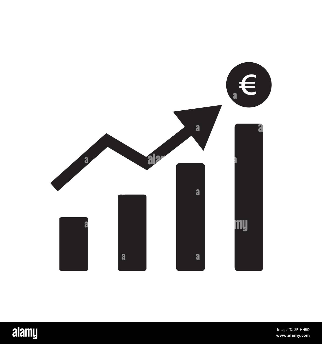 increase euro currency chart on white background. flat style. increase ...
