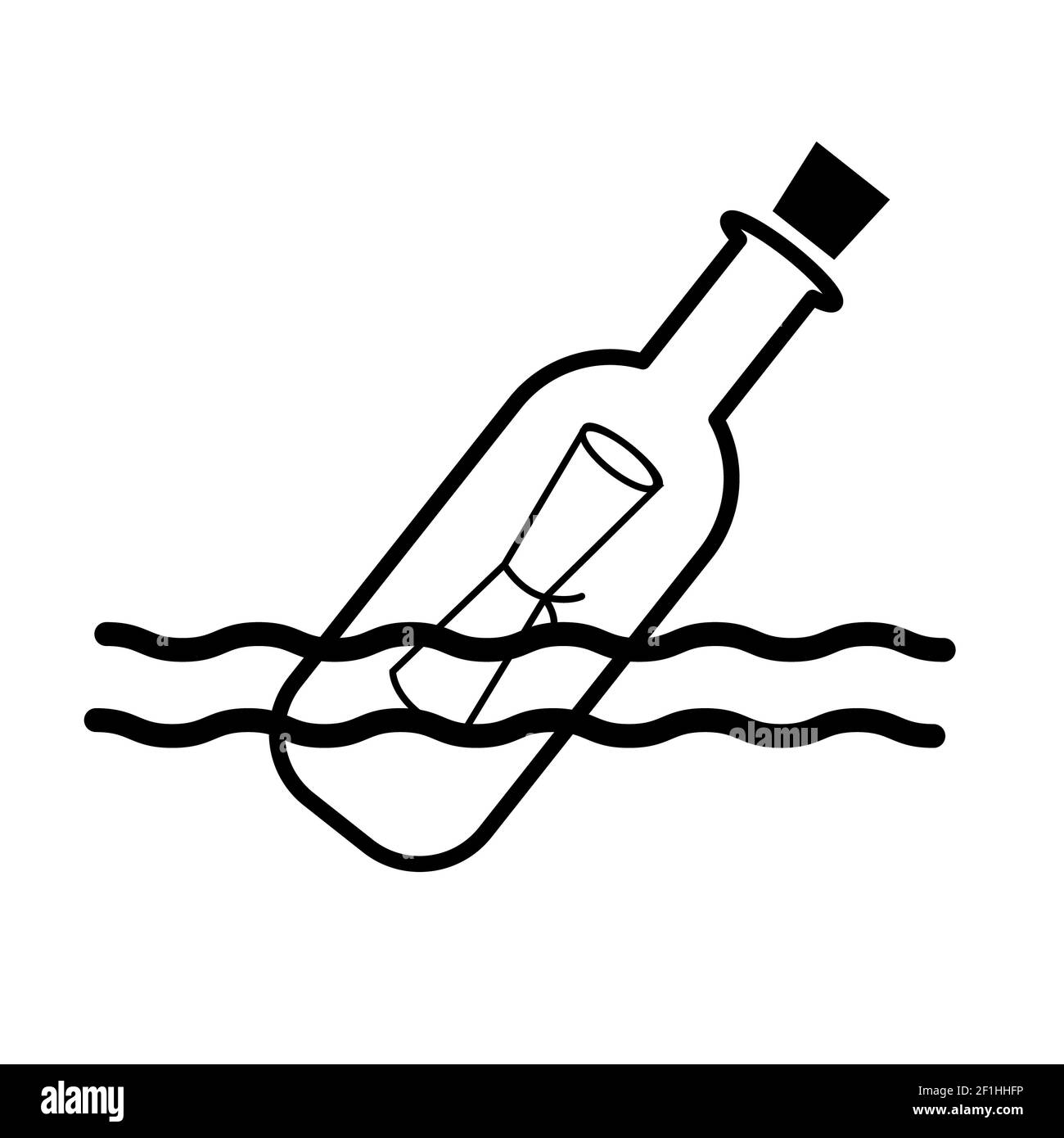 message in the bottle icon on white background. pirates symbol. bottle ...