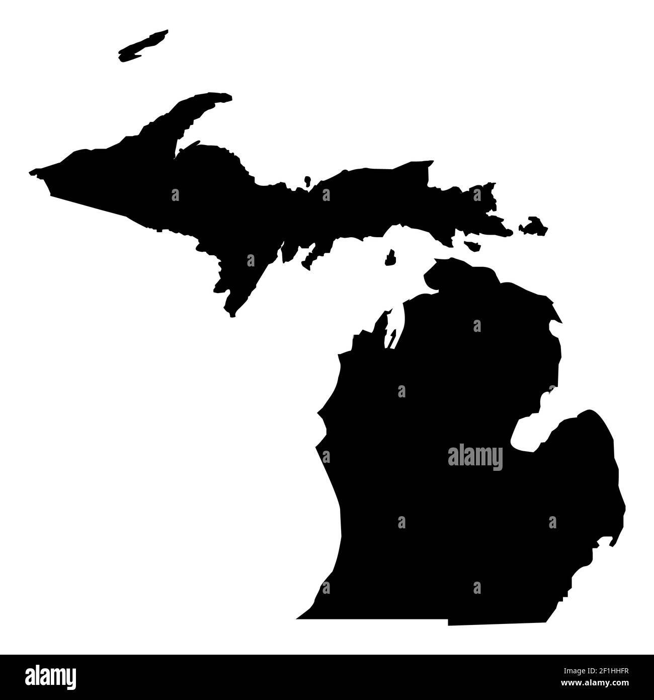 Michigan map icon on white background. Michigan black state border map ...