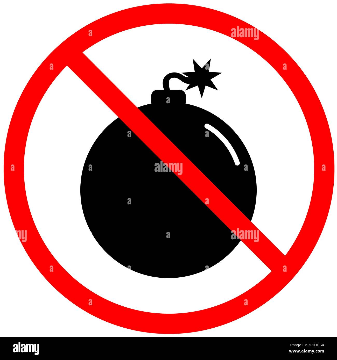 no bomb icon on white background. no bombs prohibition sign. explosive ...