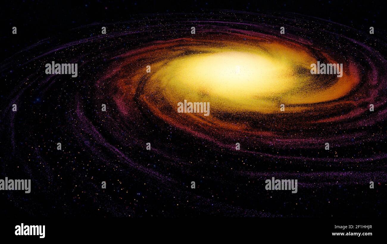 Spiral orange galaxy in space 3d illustration Stock Photo - Alamy