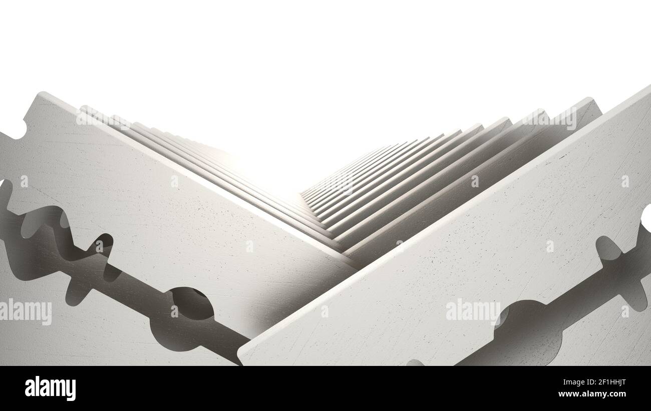 Metal Razor Blade Set Isolated on White Background. 3d illustration ...