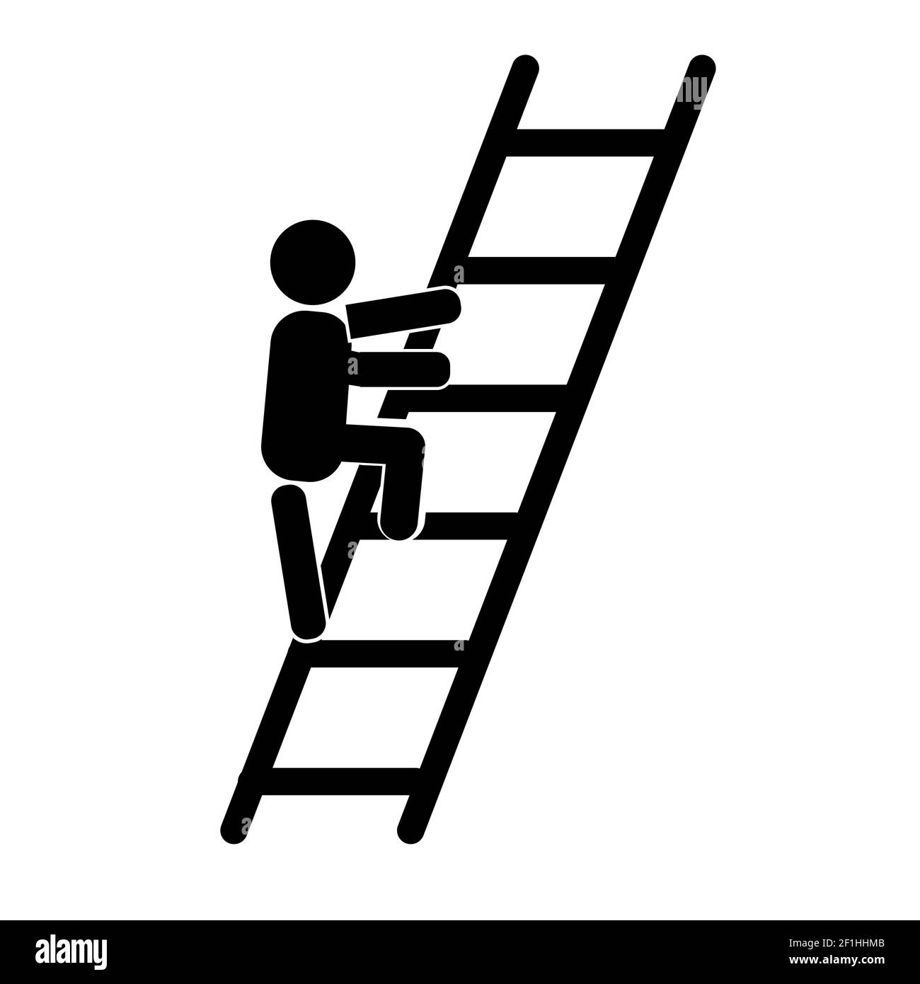 person climbing a ladder icon on white background. ladder symbol. man ...