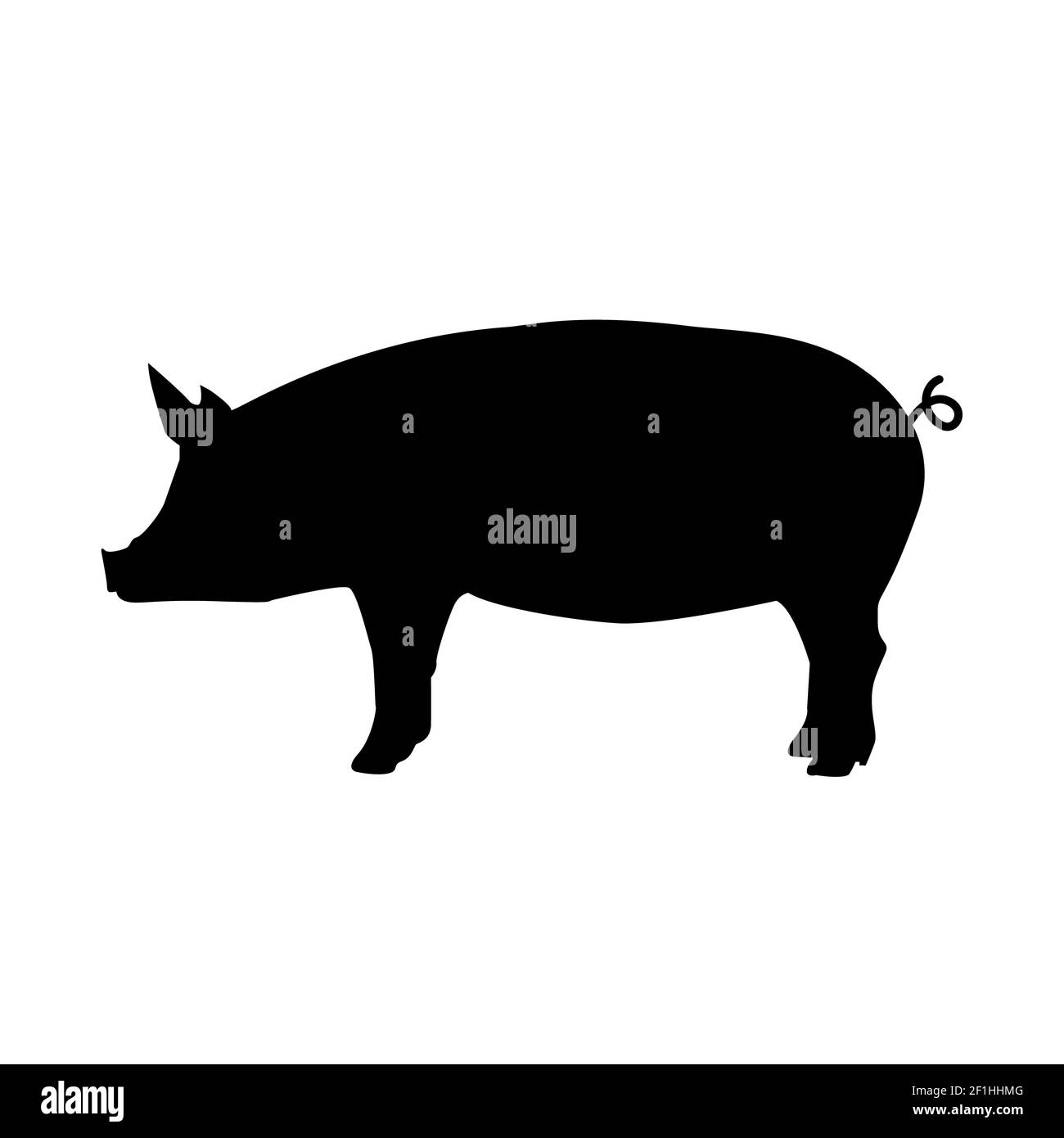 pig on white background. pig sign. pork animal symbol. pig silhouette ...