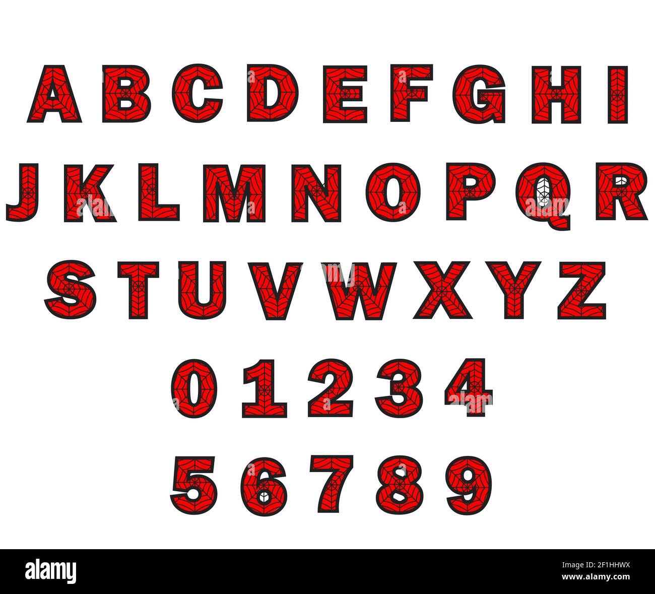 spider alphabet and number. halloween letters. spider font. halloween ...