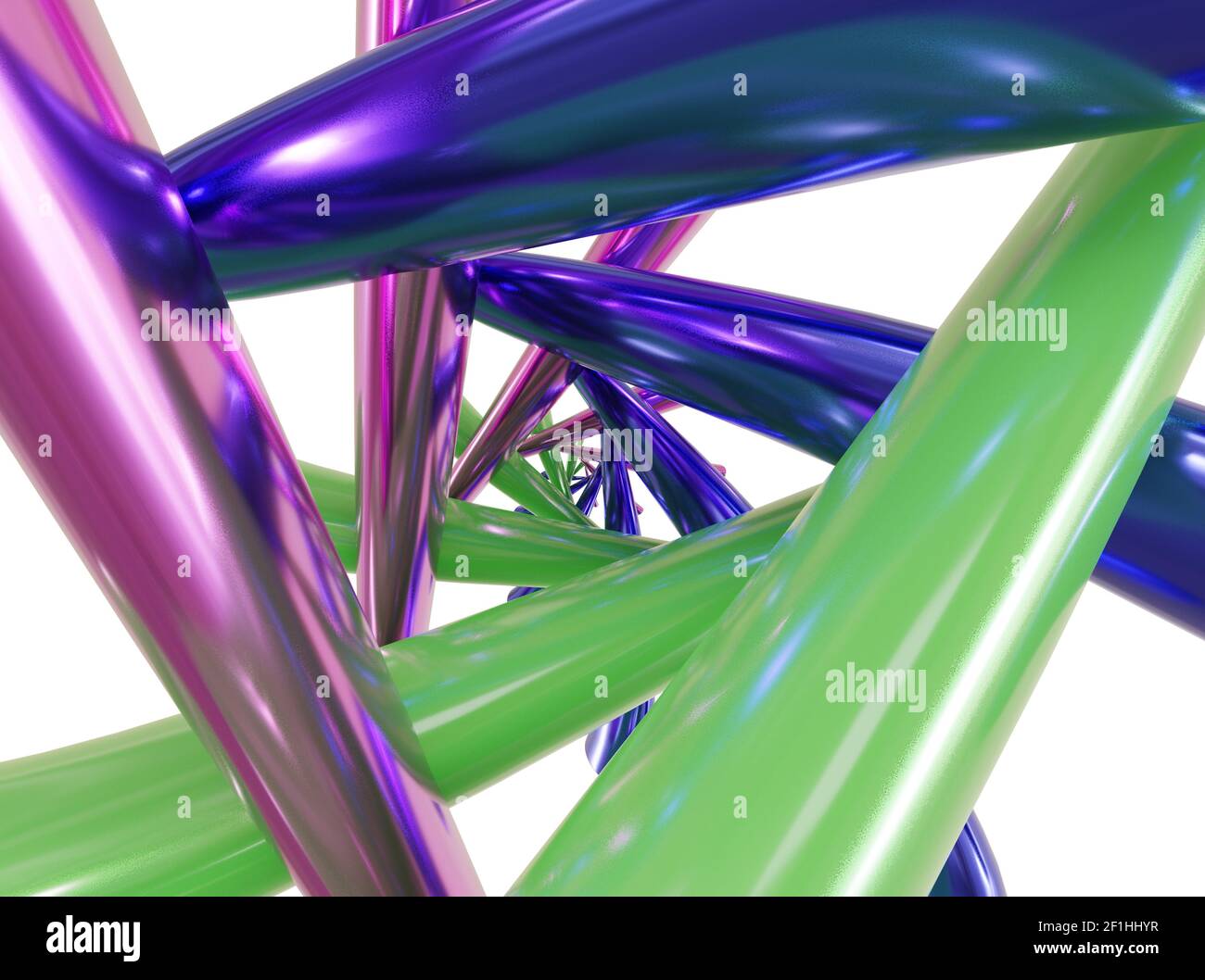 3d abstract metalic pipes connection intersection. 3d illustration ...