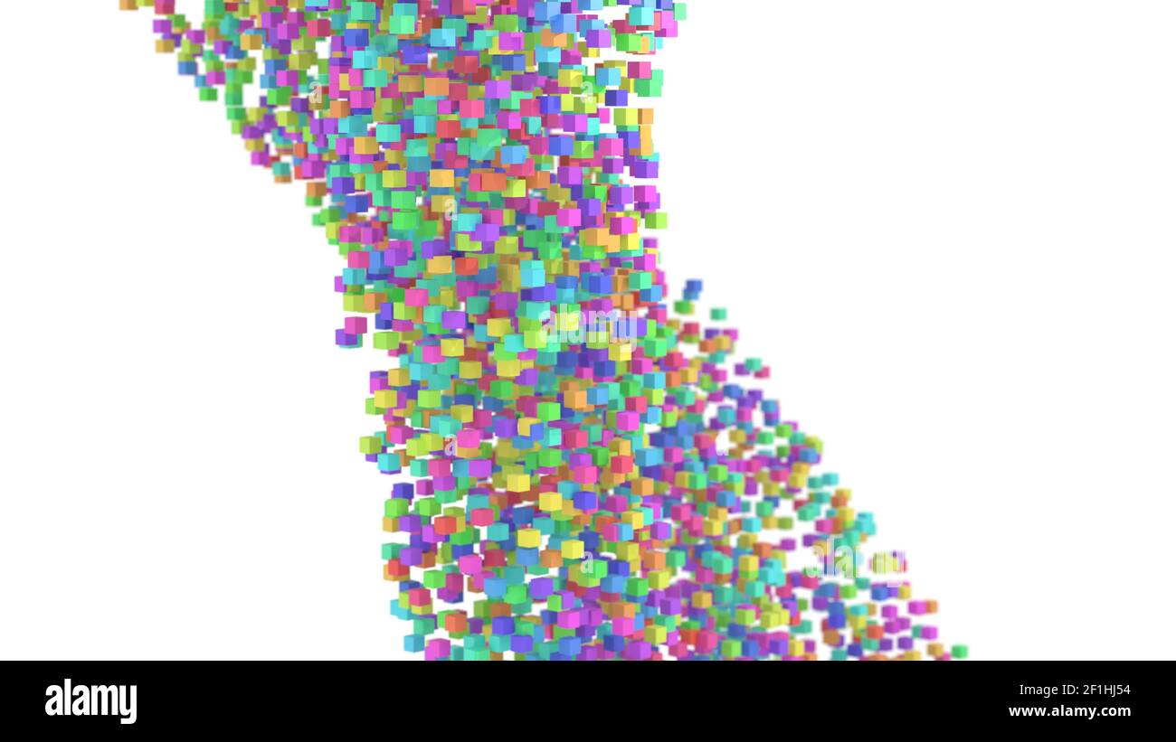 Abstract colorful cubes flow 3d illustration Stock Photo - Alamy