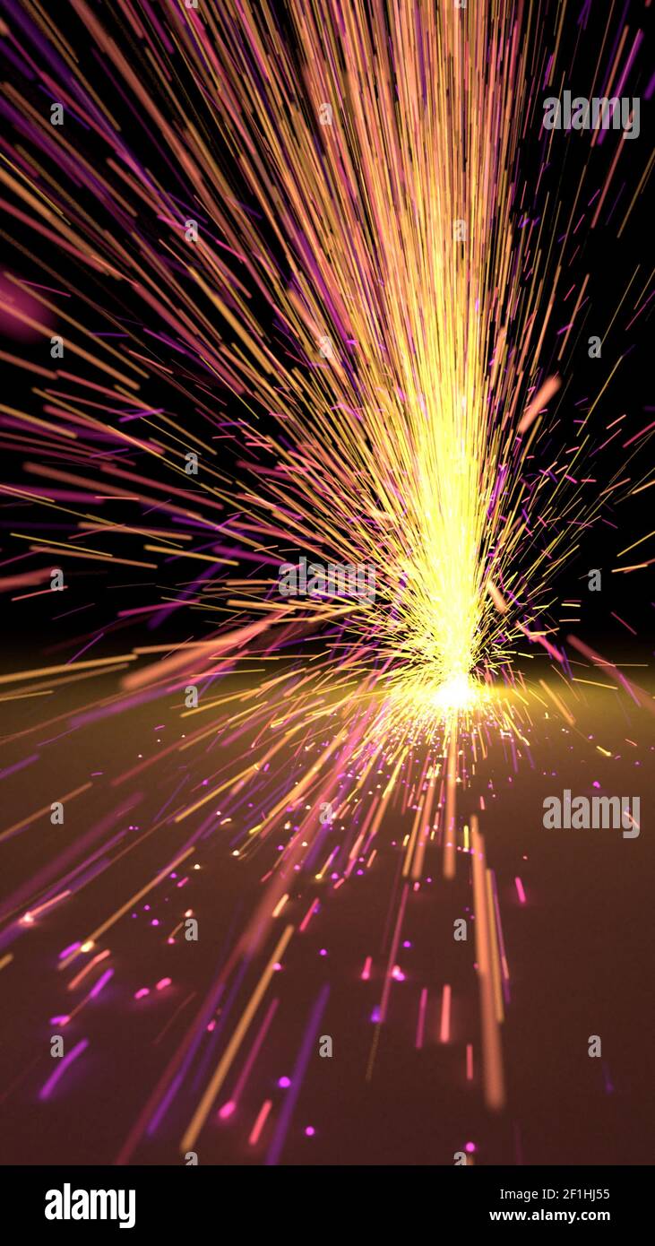 Particles sparks dots fireworks slow motion trails 3d illustration ...