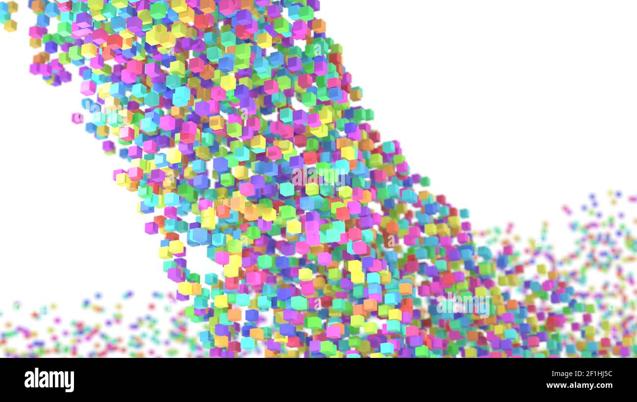 Abstract colorful cubes flow 3d illustration Stock Photo - Alamy