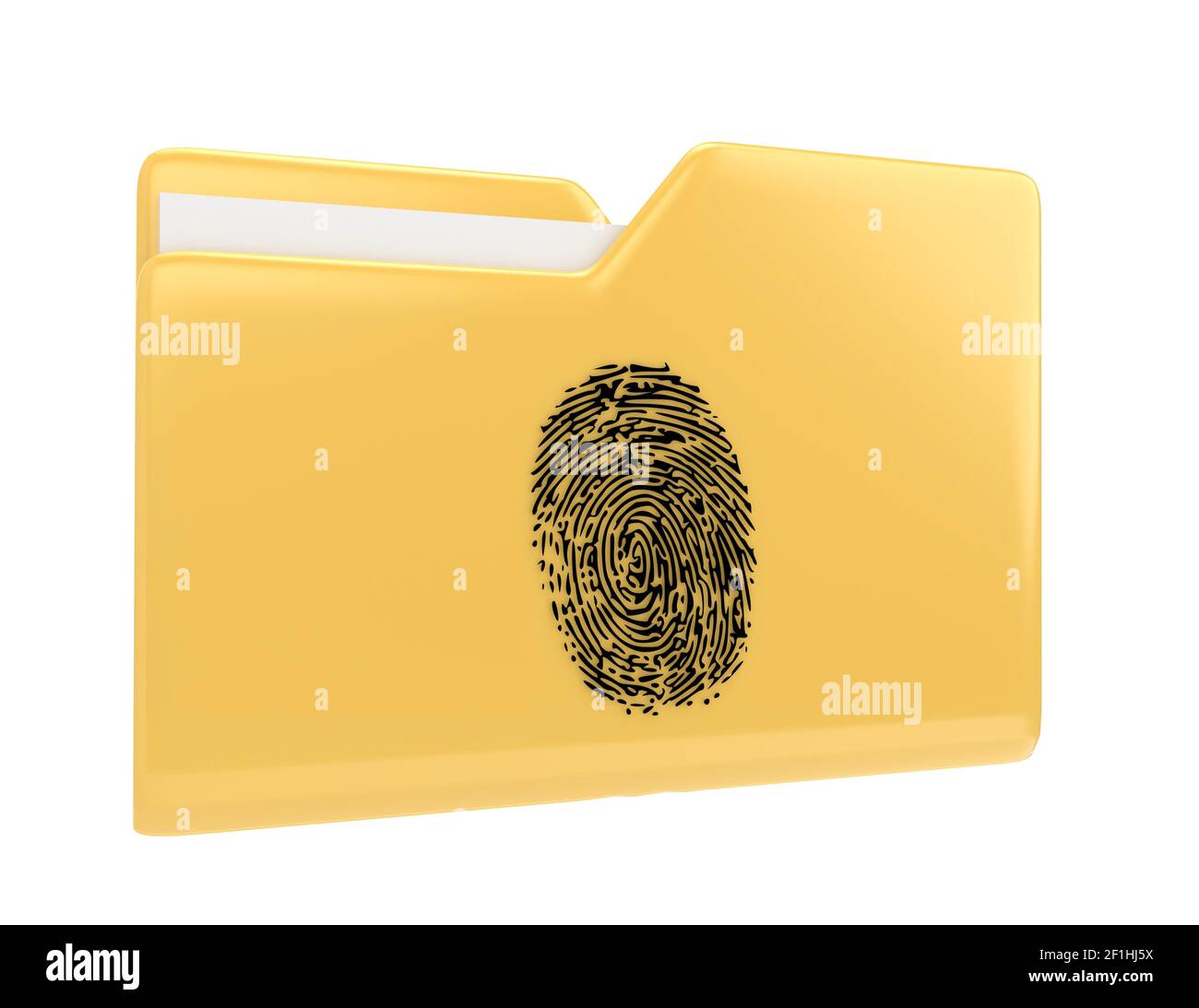 Yellow file folder with fingerprint 3d illustration icon isolated on ...