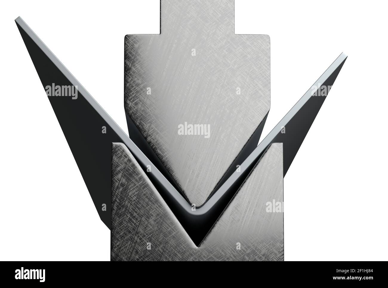 Bending metal sheet by sheet bending machine 3d render Stock Photo - Alamy