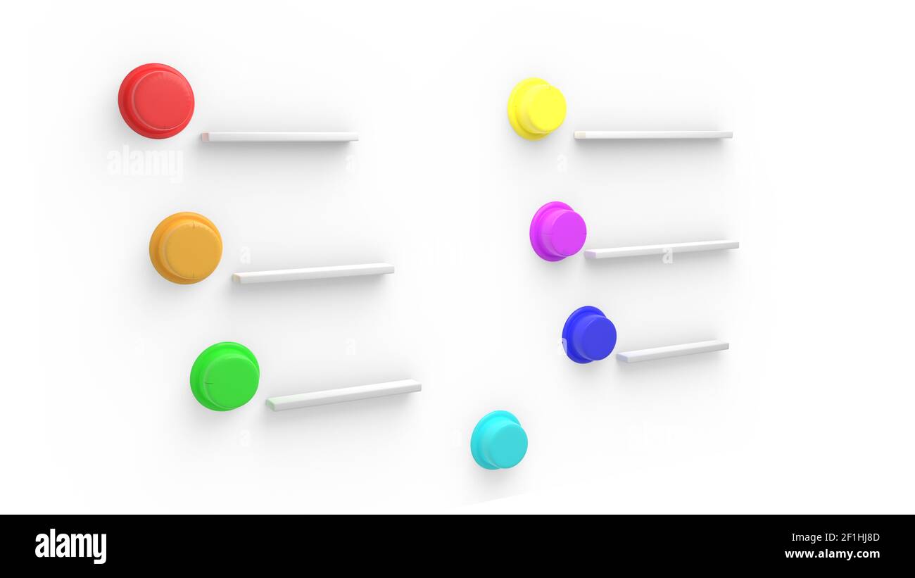 Infographic with colorful items on white background. 3d illustration ...