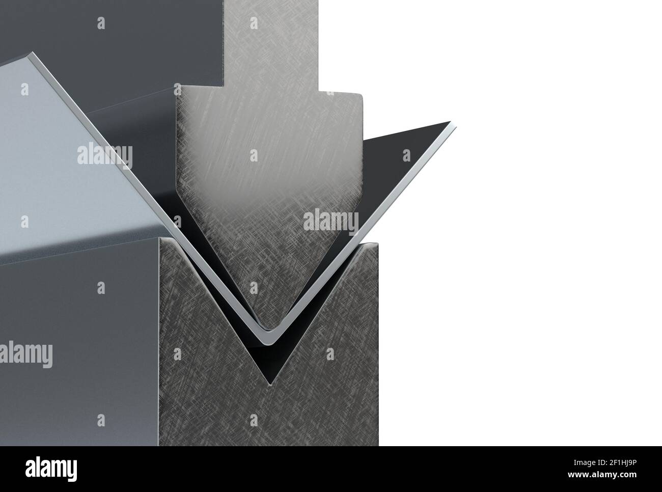 Bending metal sheet by sheet bending machine 3d render Stock Photo - Alamy
