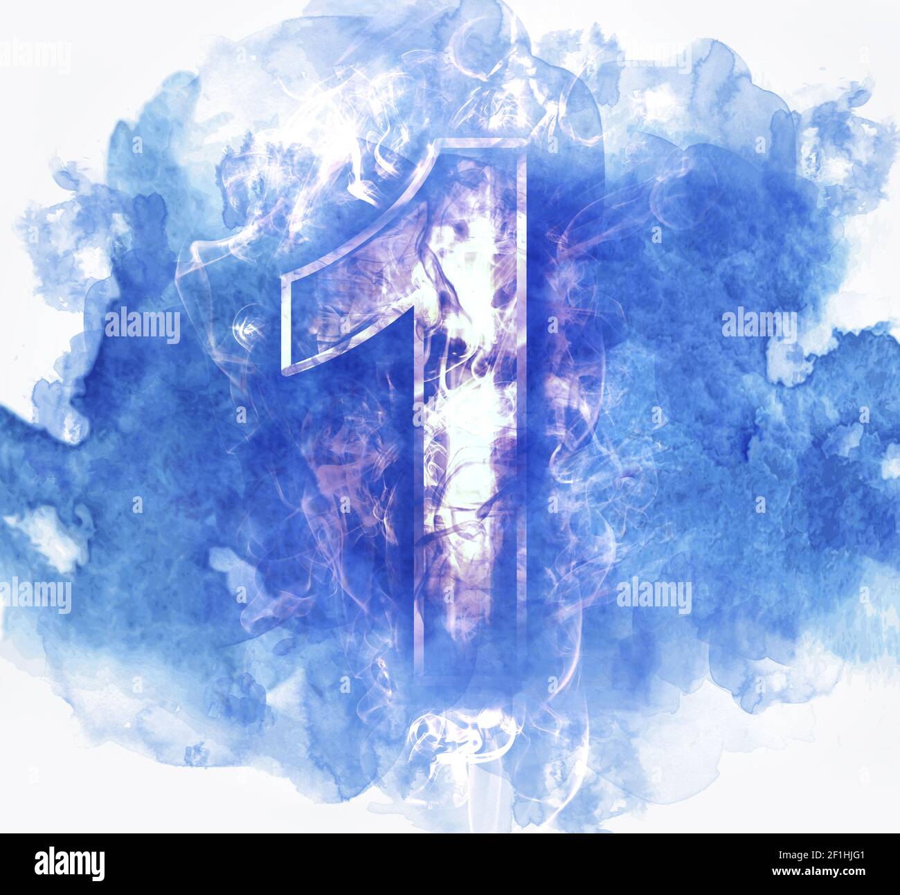 Number one, Abstract Background with Watercolor banner, vector ...