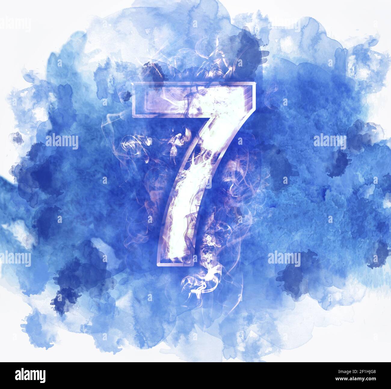 Number seven, Abstract Background with Watercolor banner, vector ...