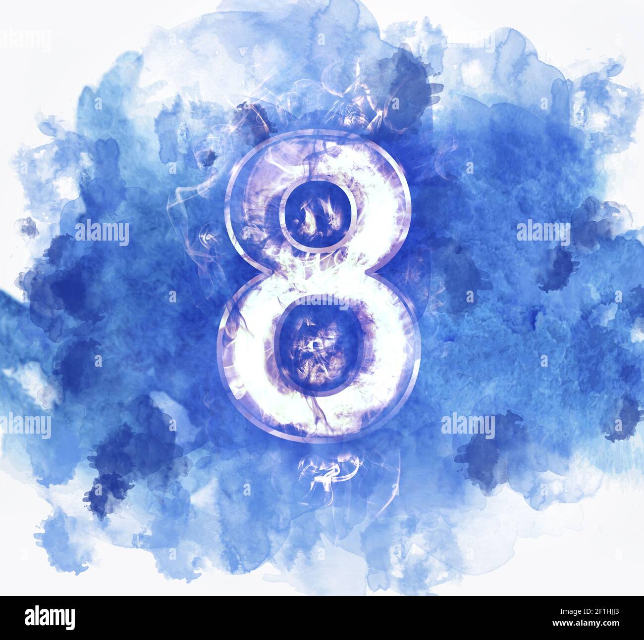 Number eight, Abstract Background with Watercolor banner, vector ...