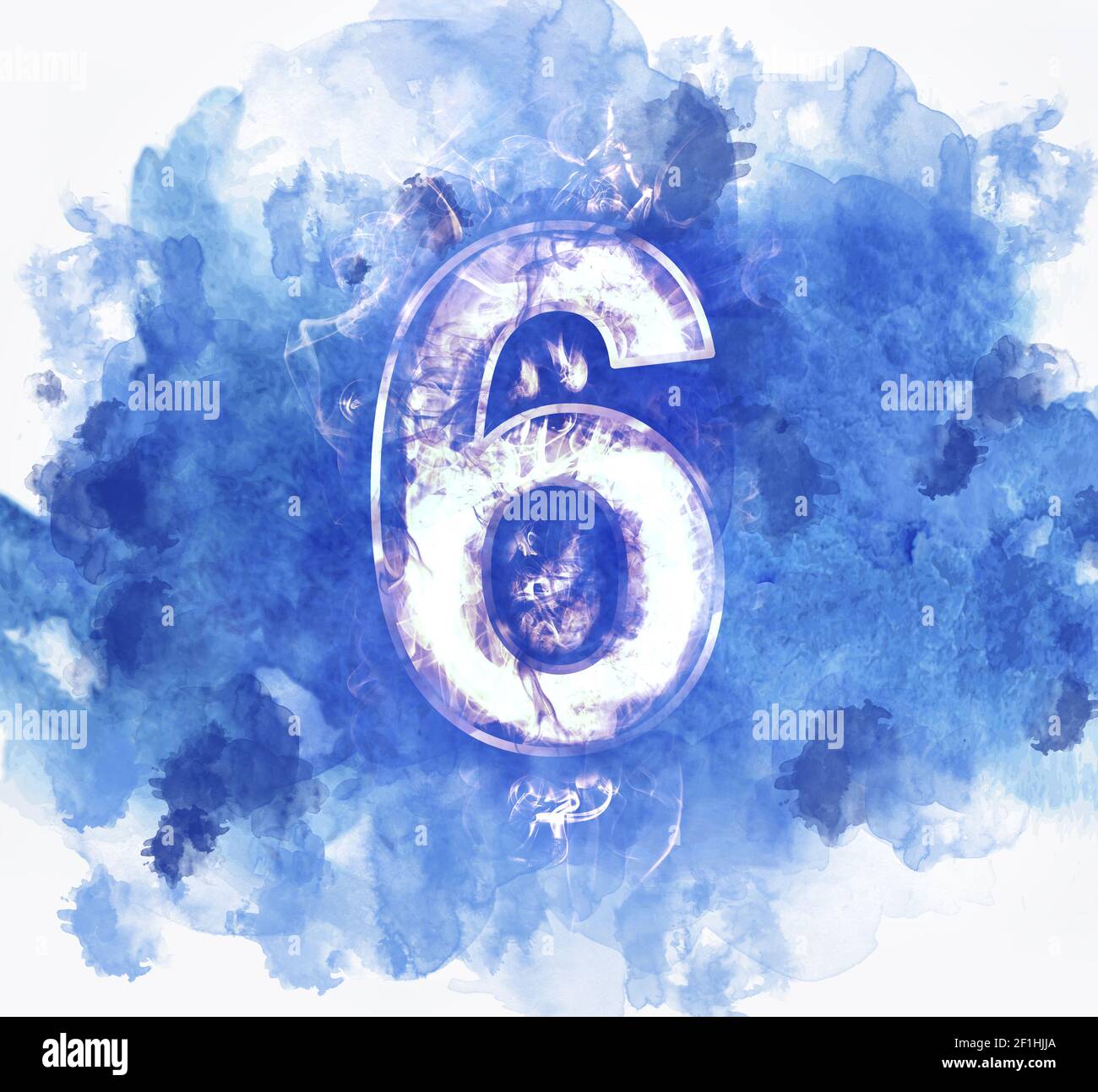 Number six, Abstract Background with Watercolor banner, vector ...
