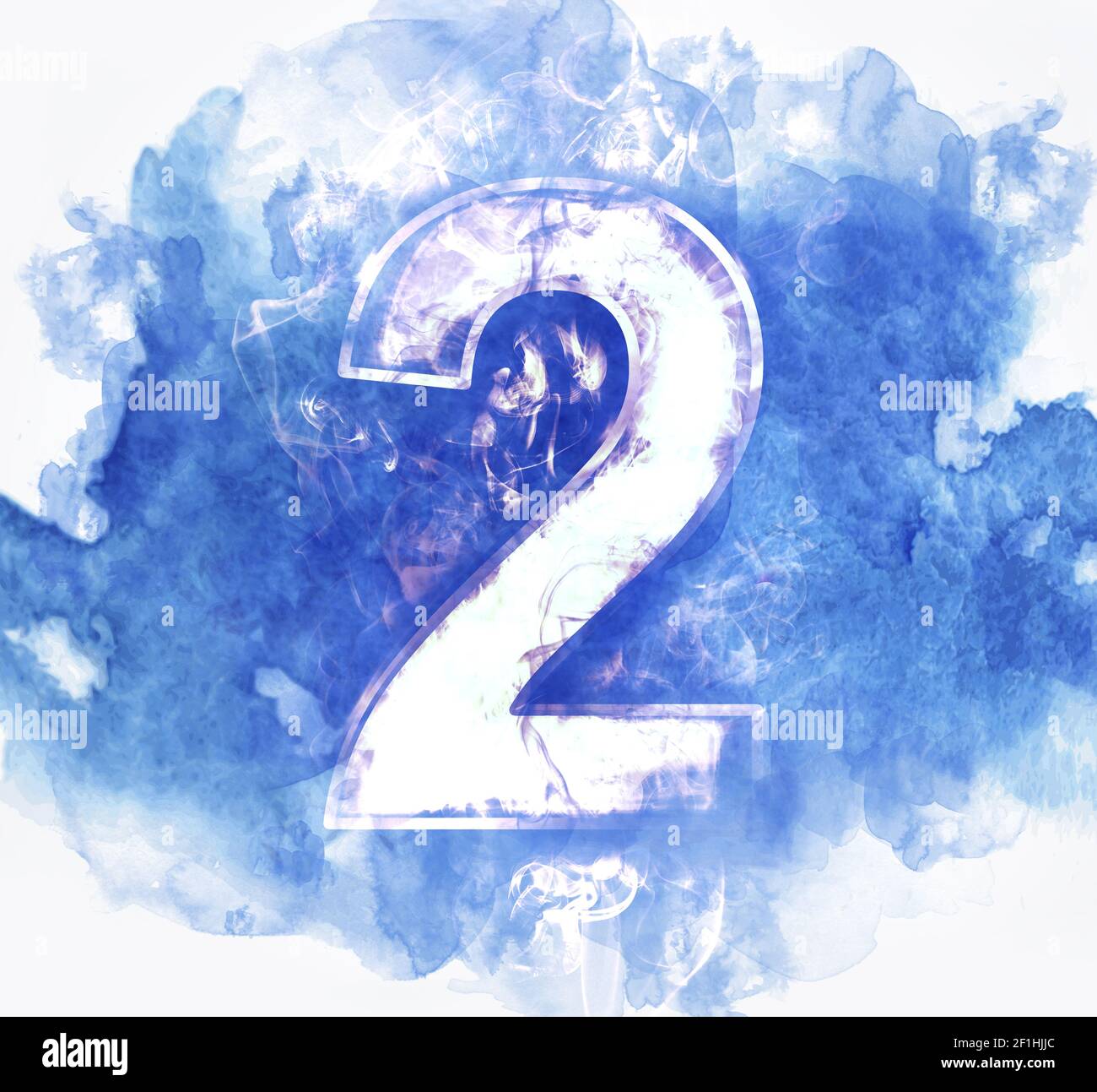 Number two, Abstract Background with Watercolor banner, vector ...