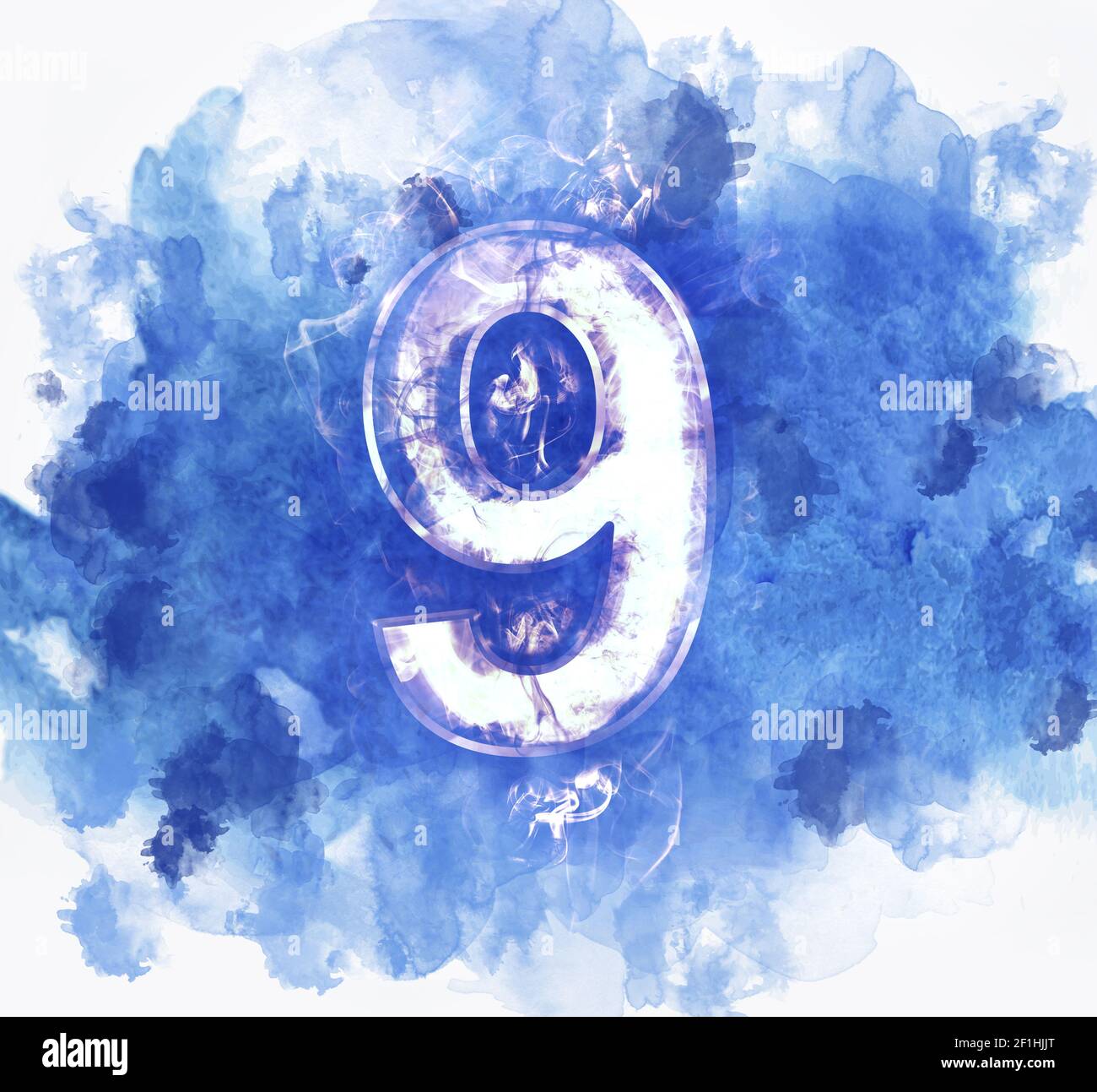 Number nine, Abstract Background with Watercolor banner, vector ...