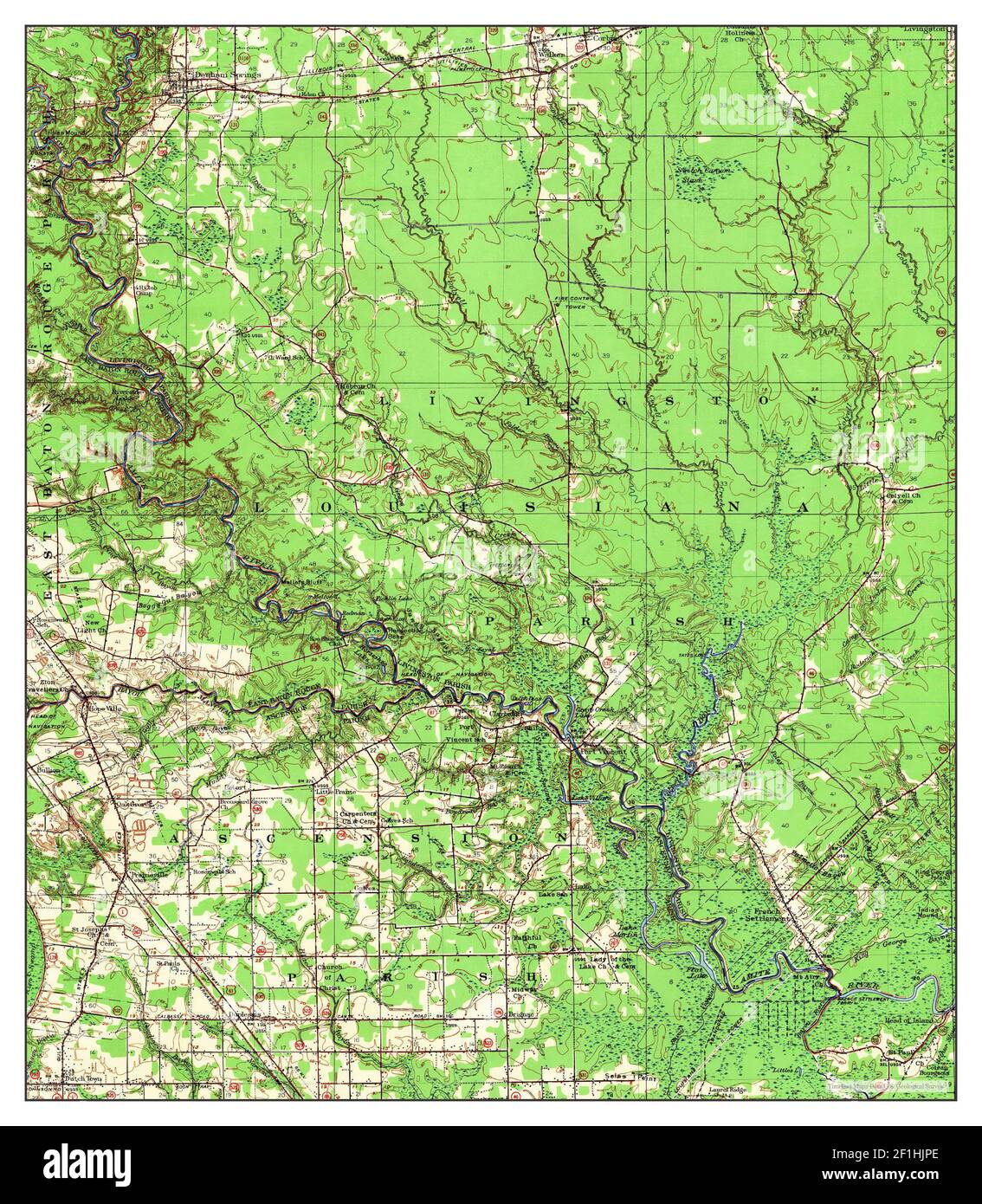 Denham Springs, Louisiana, map 1939, 1:62500, United States of America ...