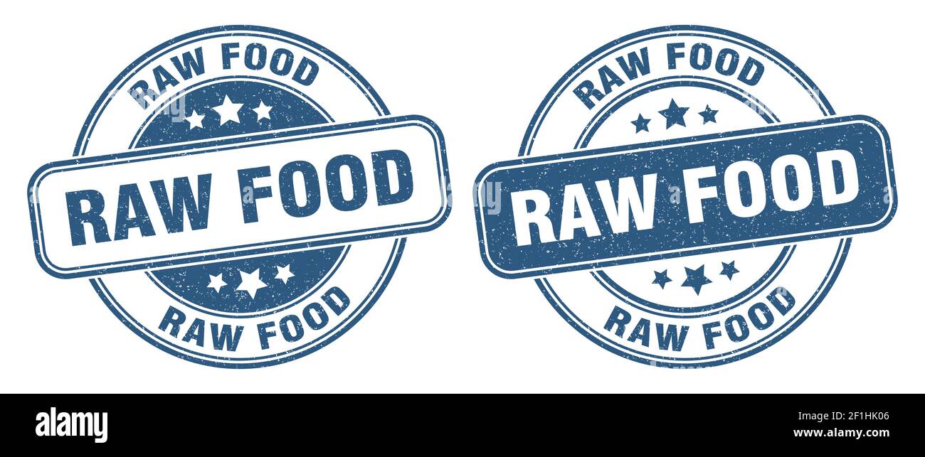 raw food stamp. raw food sign. round grunge label Stock Vector Image ...