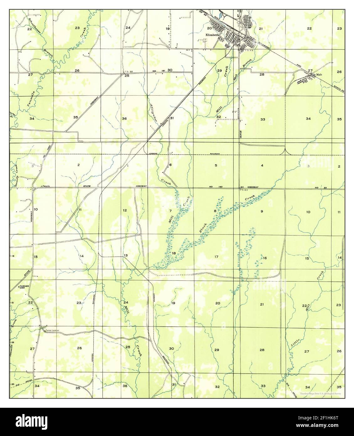 Elizabeth, Louisiana, map 1947, 1:31680, United States of America by ...