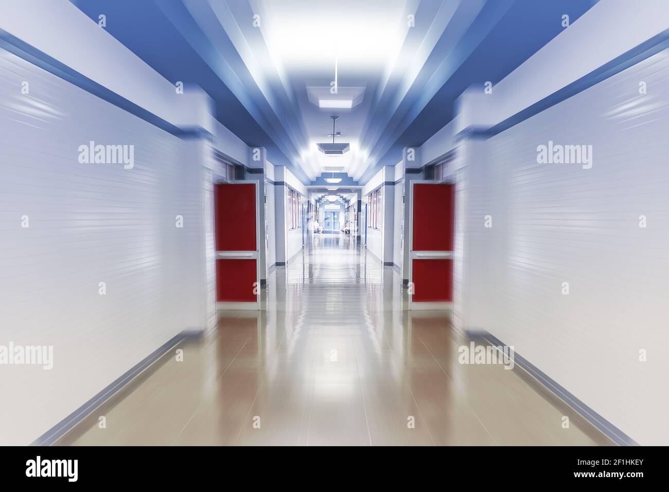 Emergencies, white hospital corridor, clean and hygienic space, motion ...