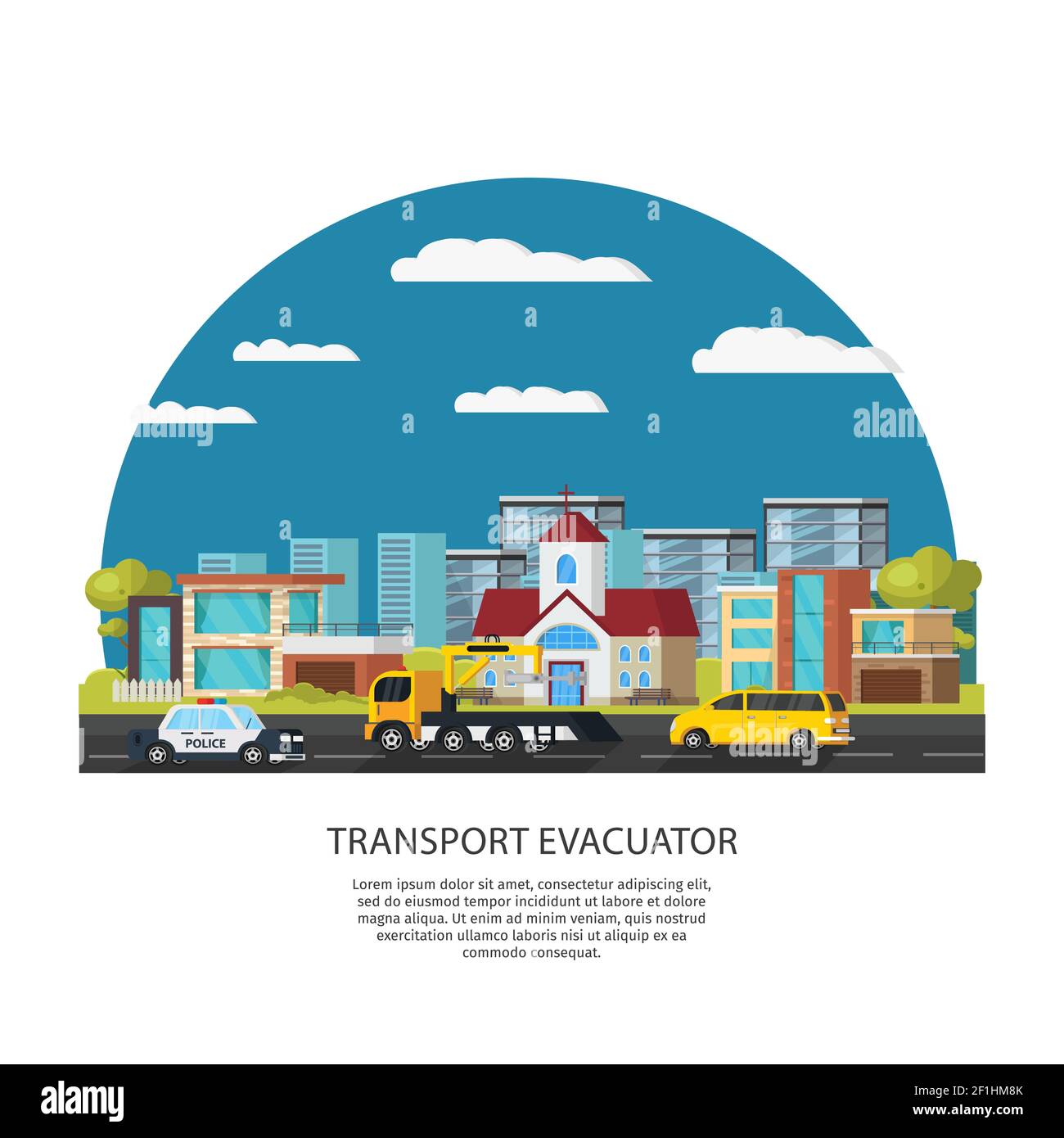 Car assistance and rescue template with police evacuator transport and ...