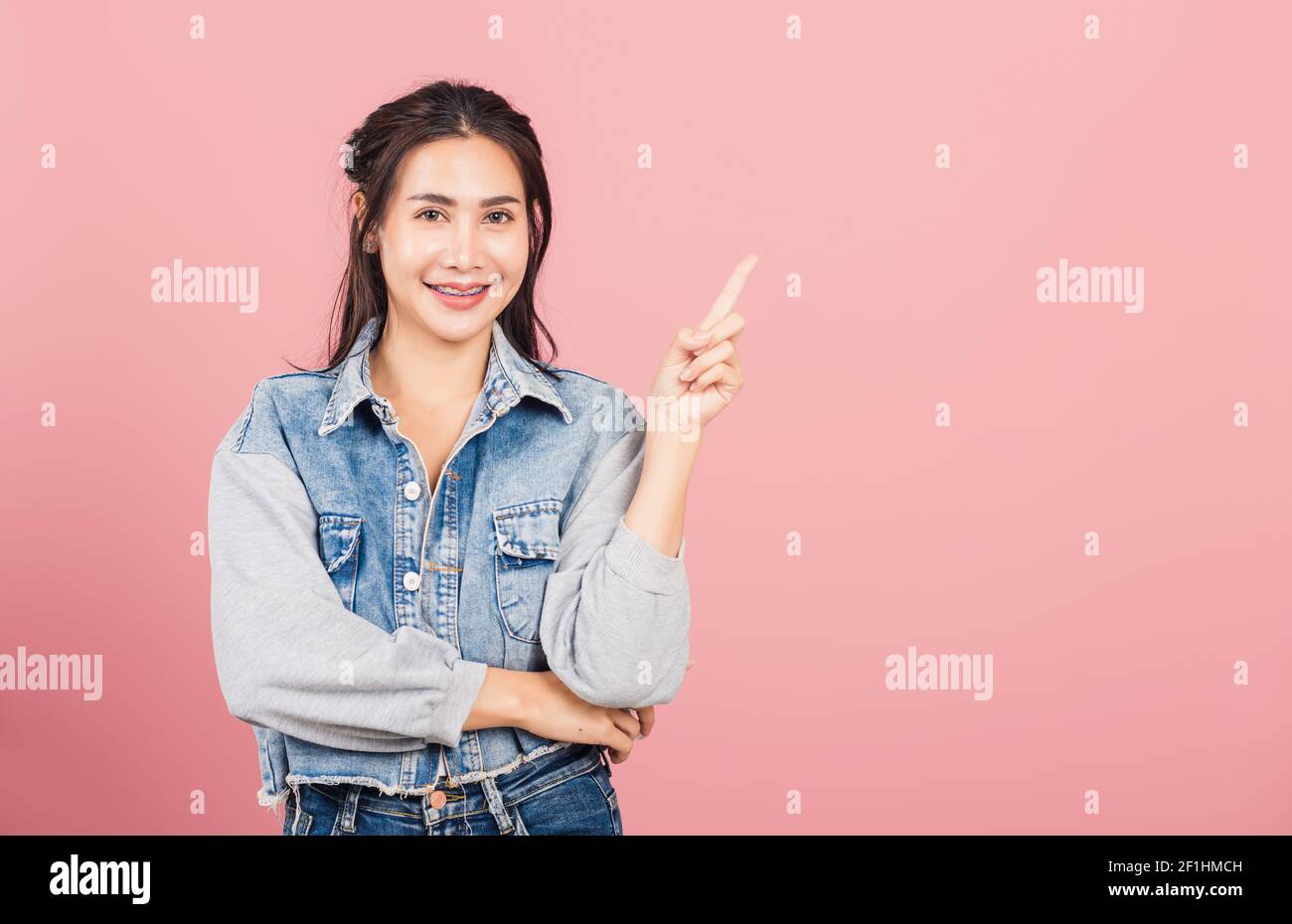 Happy Asian portrait beautiful cute young woman standing smiling ...