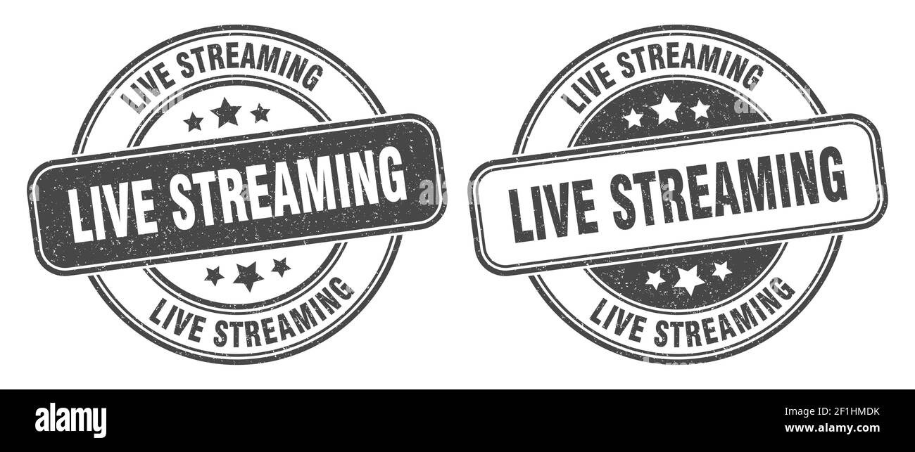 live streaming stamp. live streaming sign. round grunge label Stock ...