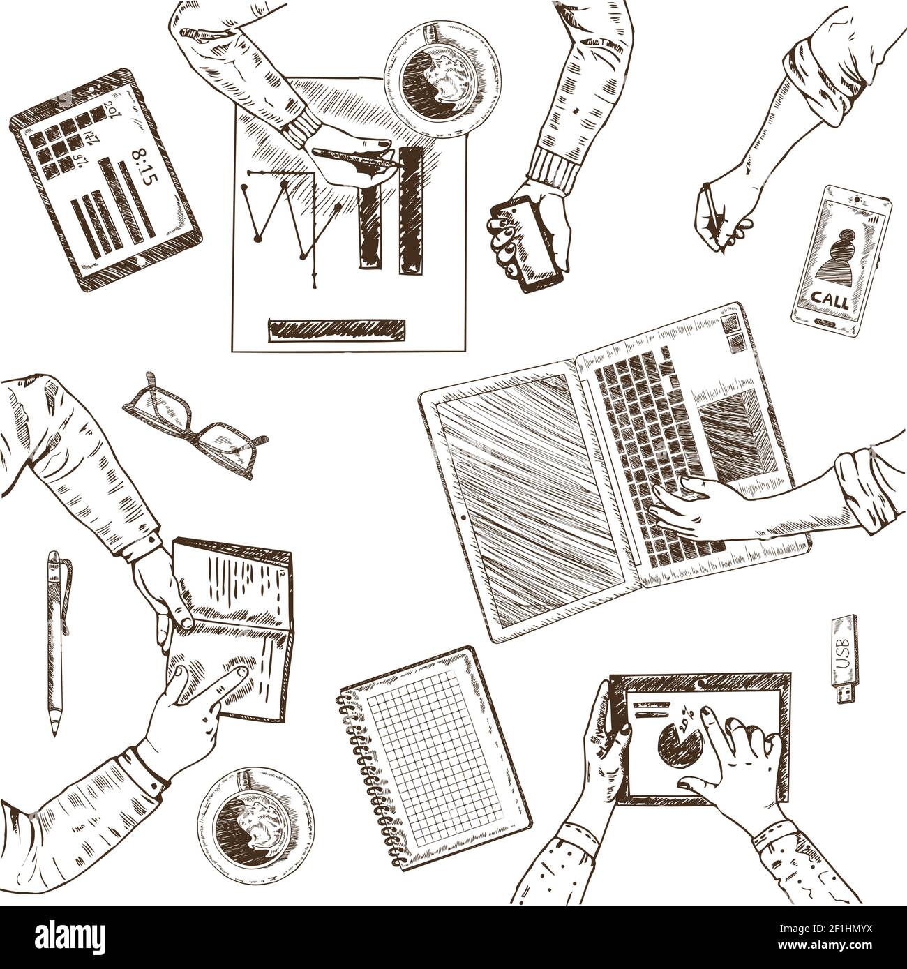 People Working Sketch