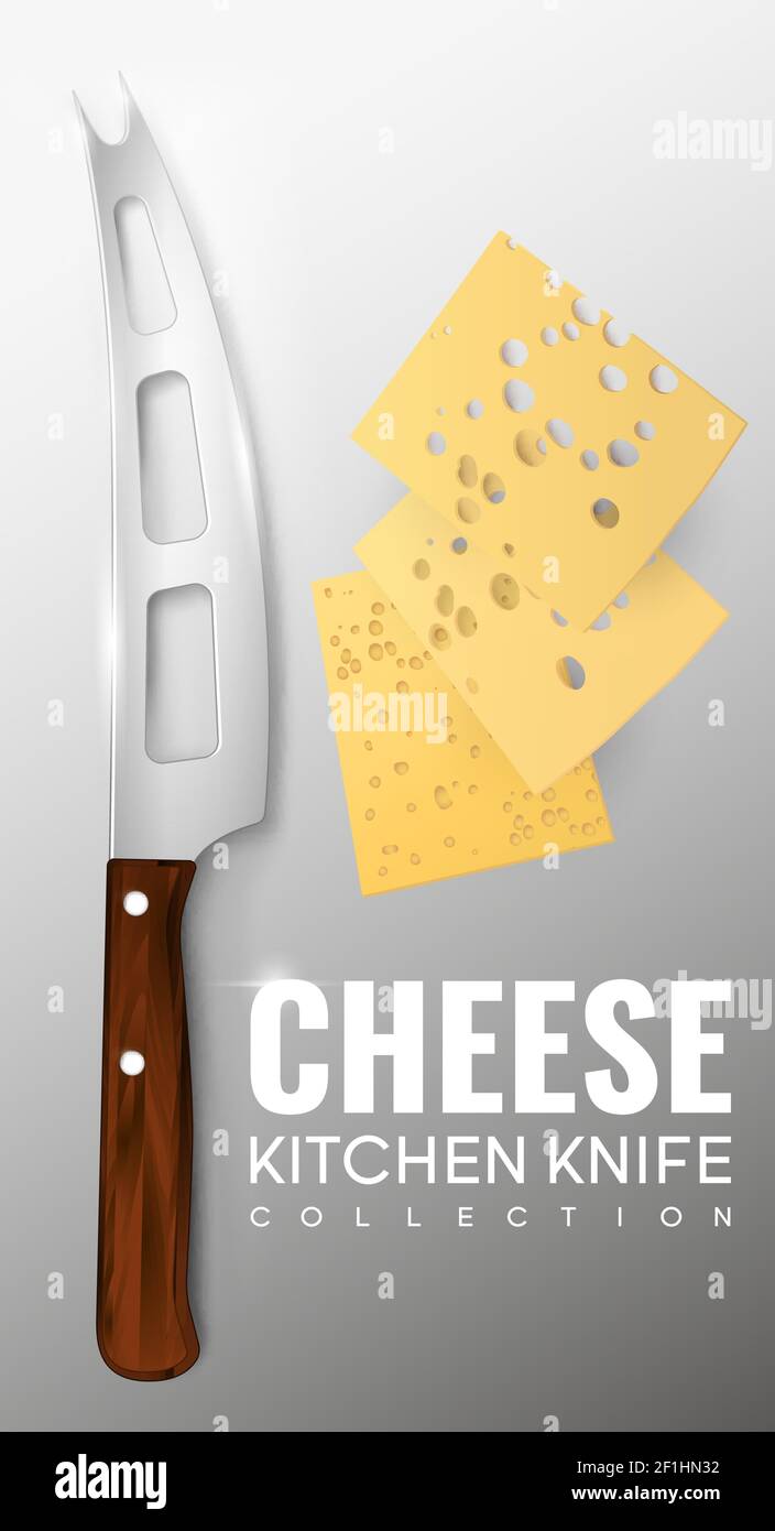 Realistic kitchen knife template with wooden handle and sharp blade for ...