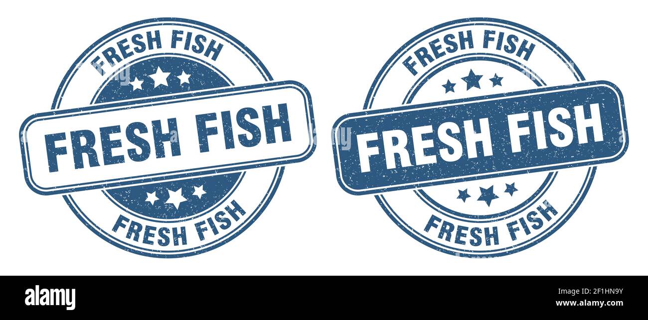 fresh fish stamp. fresh fish sign. round grunge label Stock Vector ...