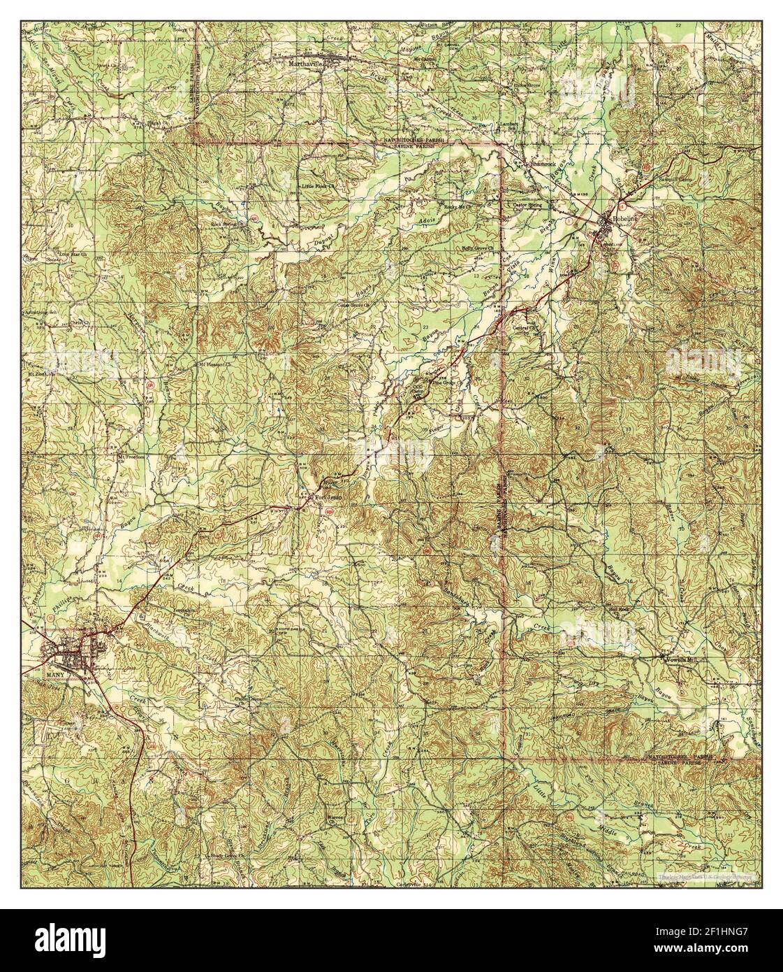Many, Louisiana, map 1943, 1:62500, United States of America by ...