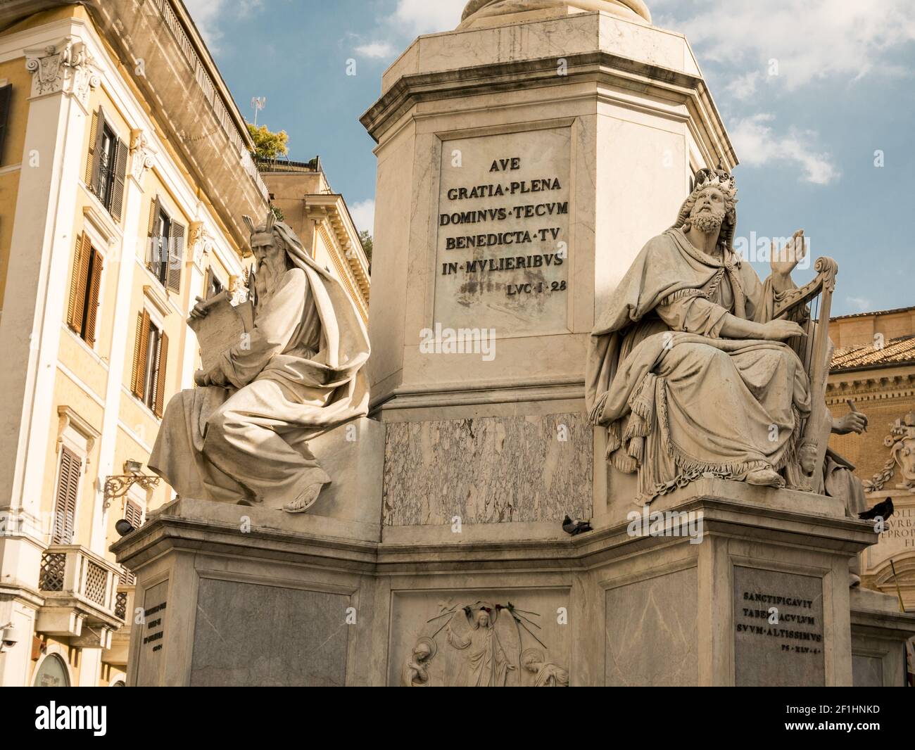 Statues of prophets at the base of the Column of the Immaculate Piazza ...