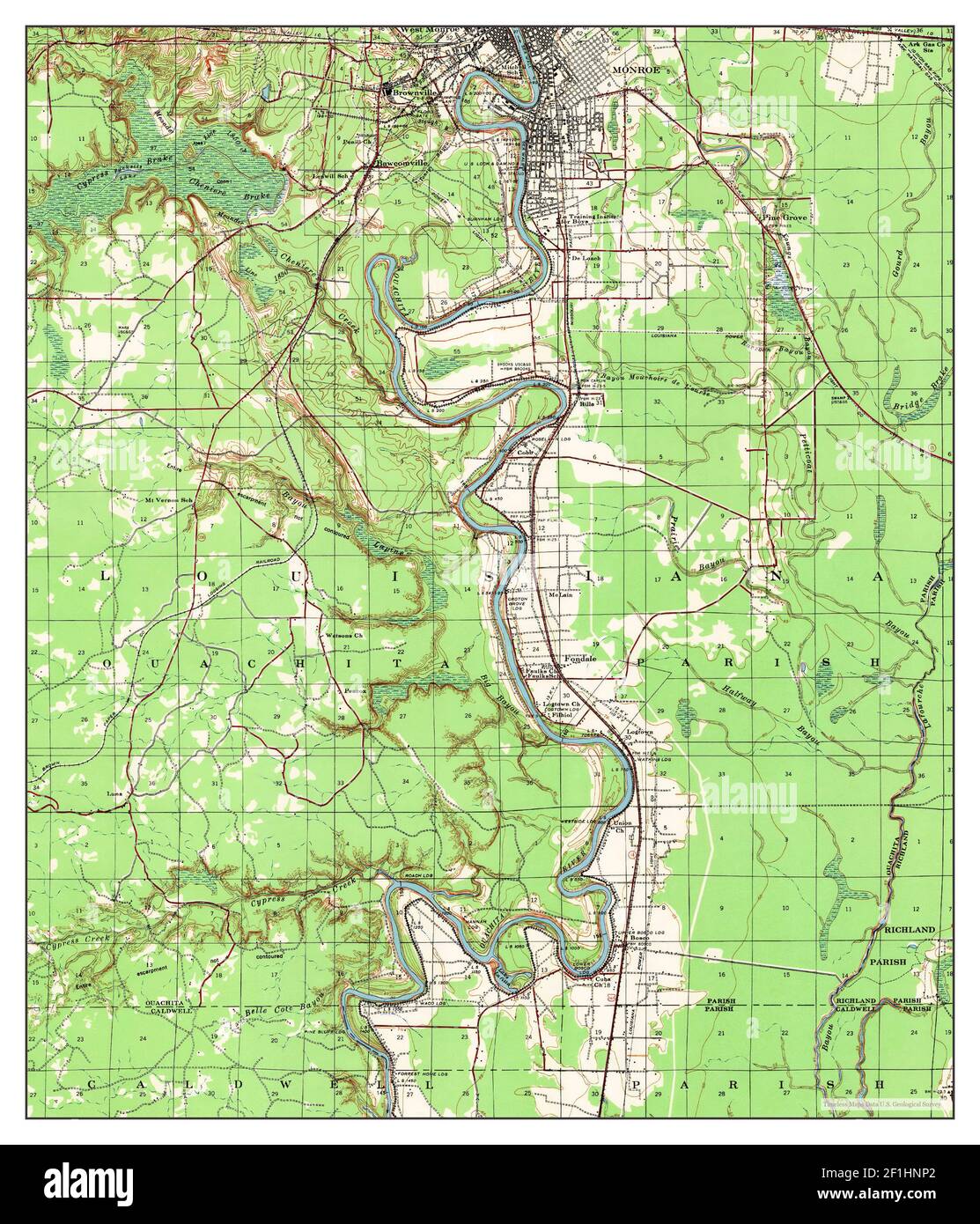 Monroe, Louisiana, map 1940, 1:62500, United States of America by ...