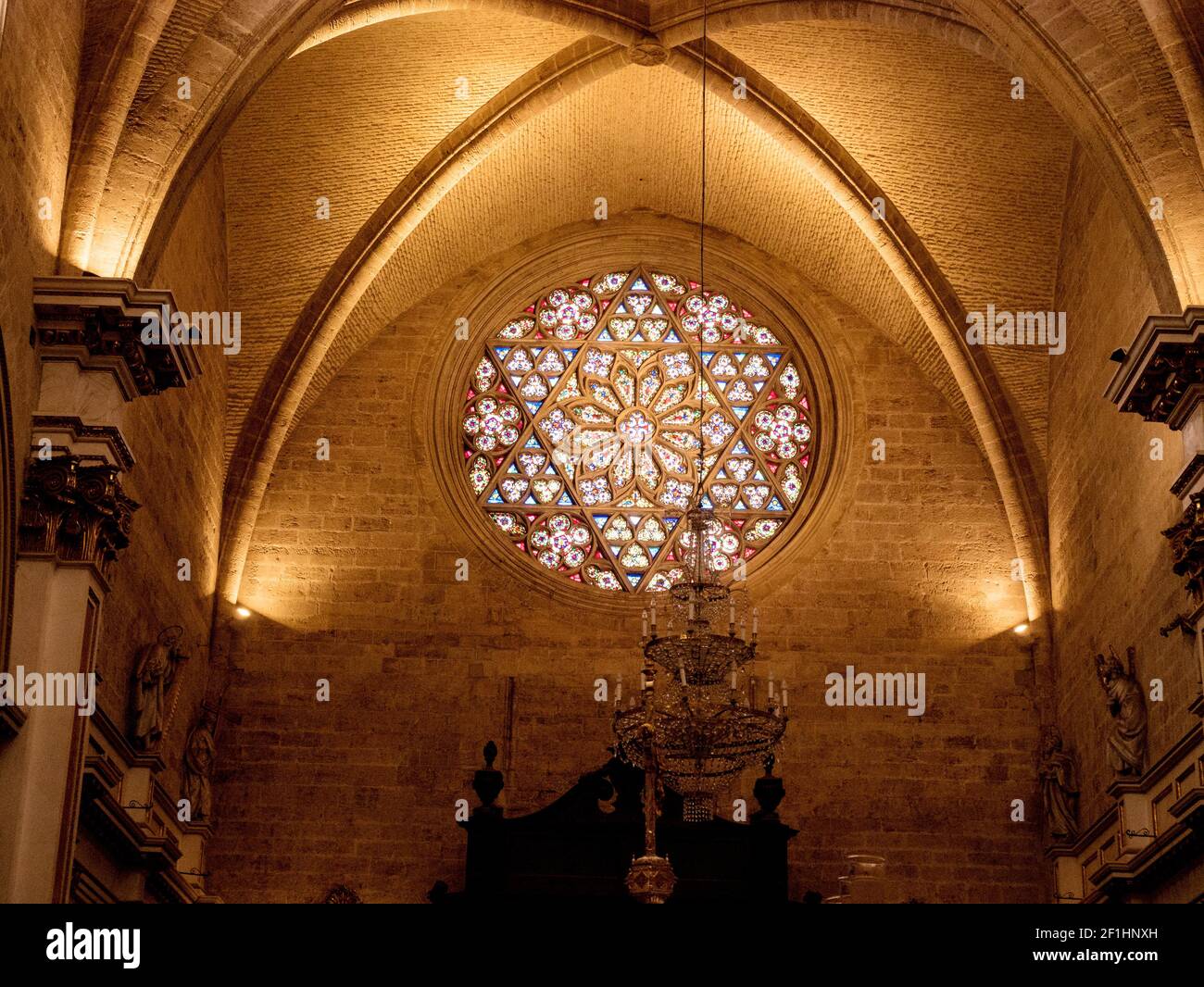 Colored rose window in the Cathedral of Valencia, Spain Stock Photo - Alamy