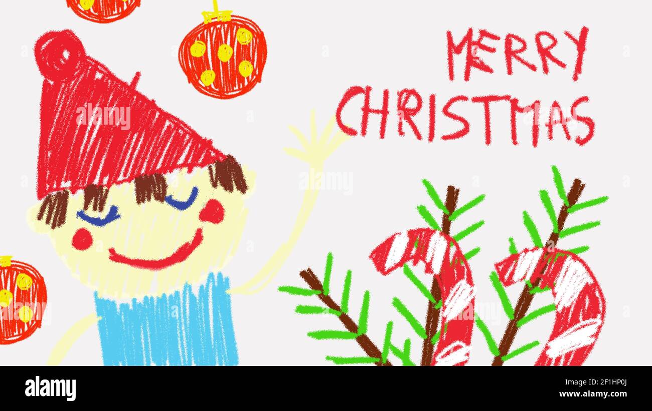 Merry Christmas animation drawn with felt-tip pens by a child, very ...