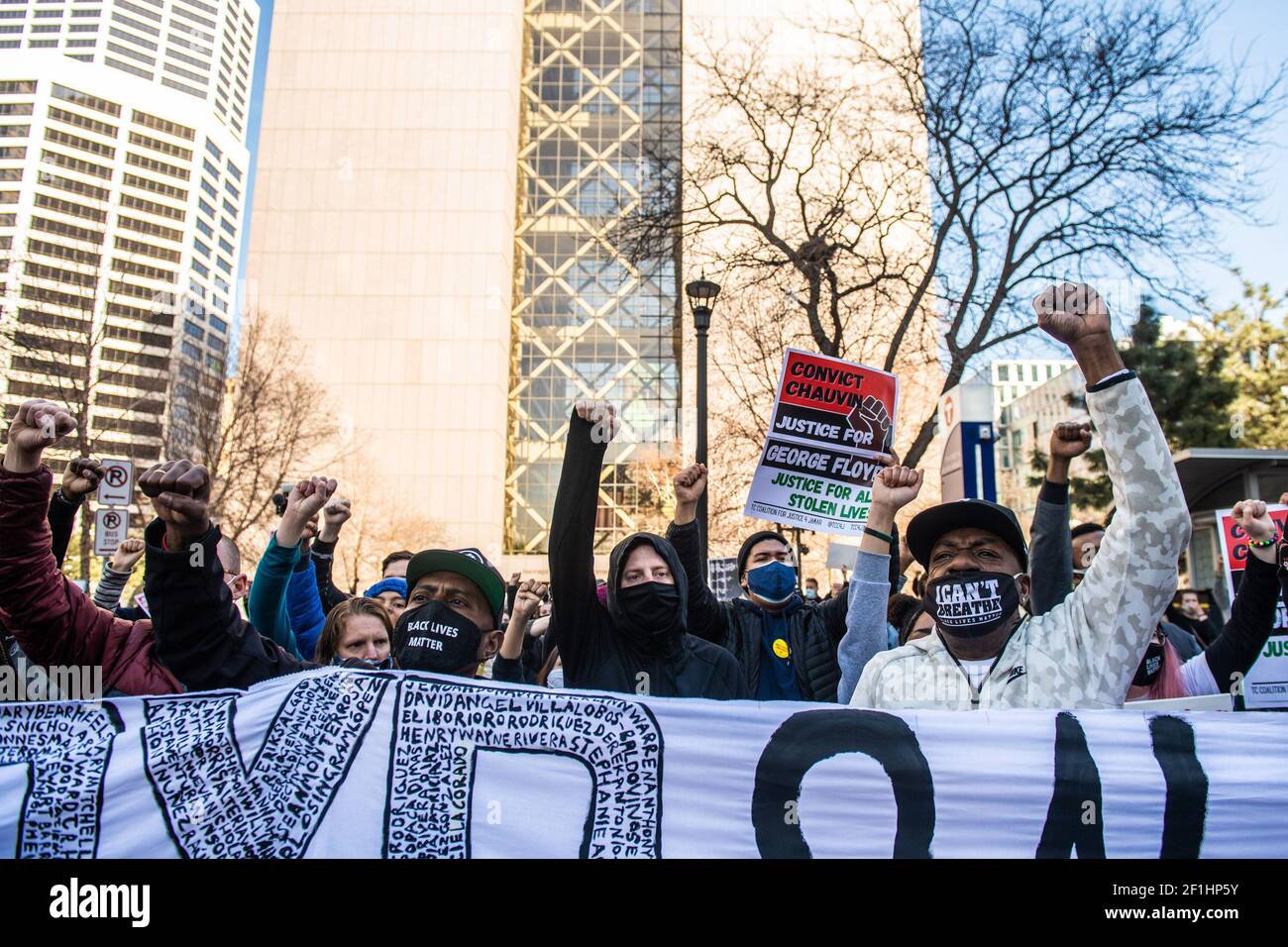 General view of the protests during the civil rights march outside the ...