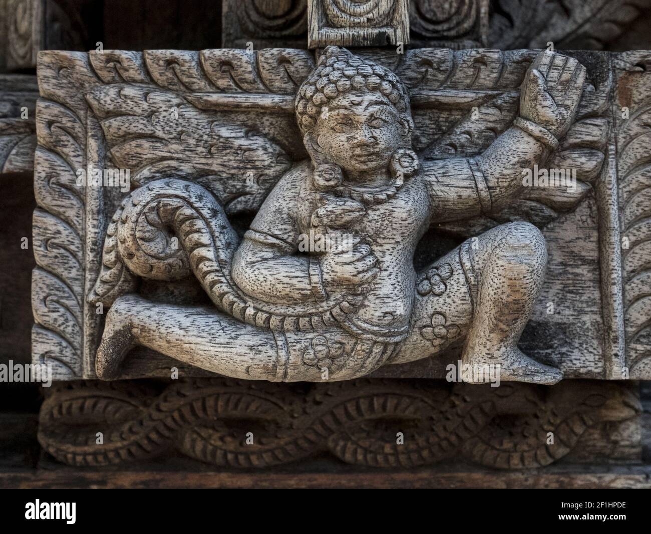 Tibetan altar carved in wood in the museum of Reinhold Messner in ...