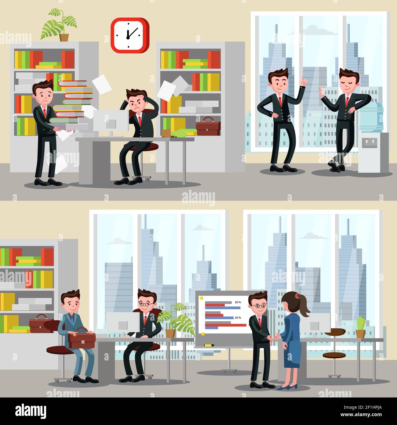 Office people horizontal banners with consultation collaboration ...