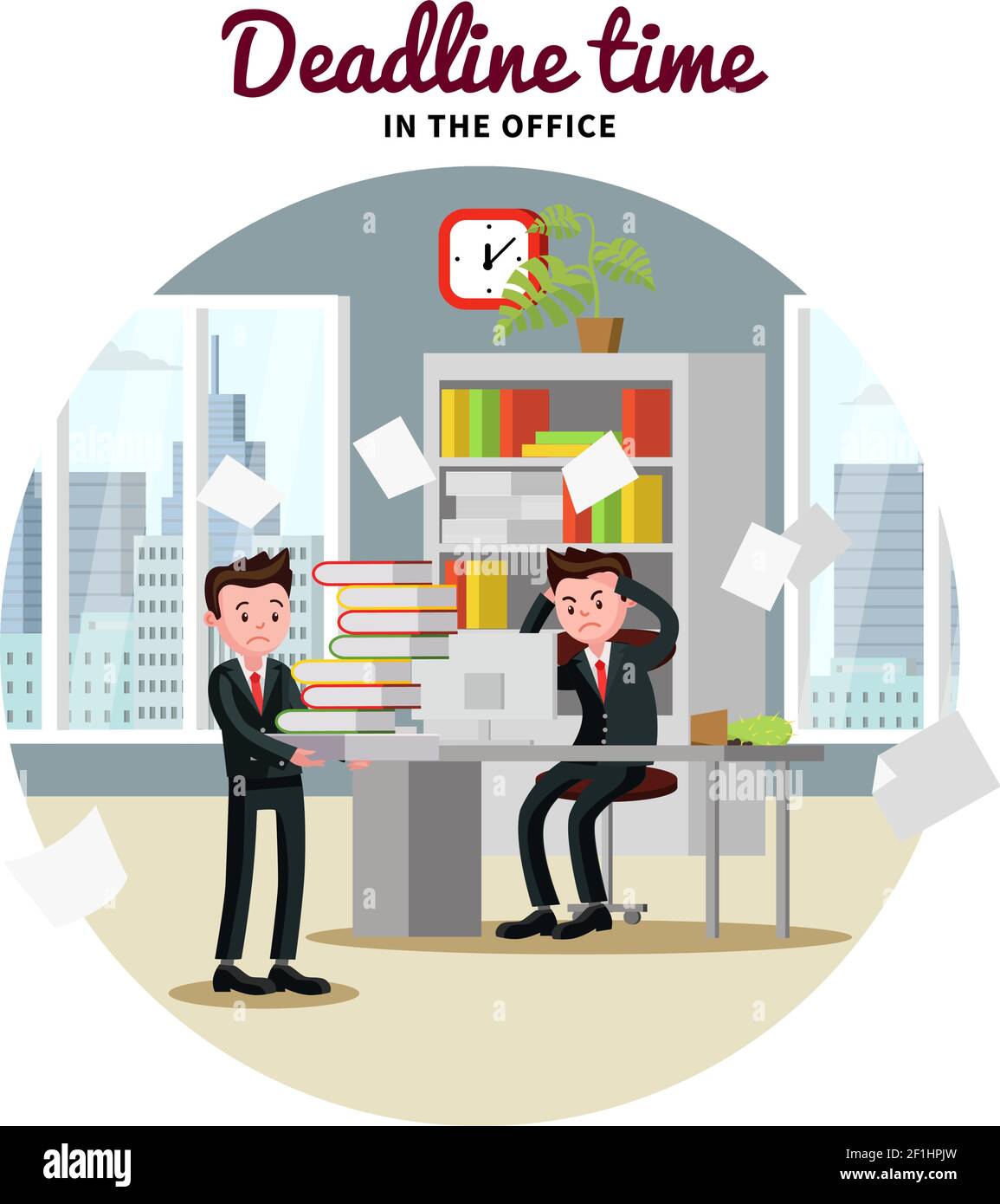 Office people template with workers in stress and tense atmosphere at ...